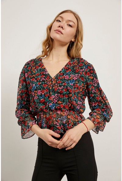 Armalife 6180 Desenli Şifon Kadın Bluz