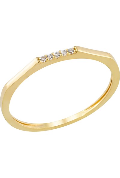 Narla Jewellery 8 Ayar Beştaş Köşeli Yüzük