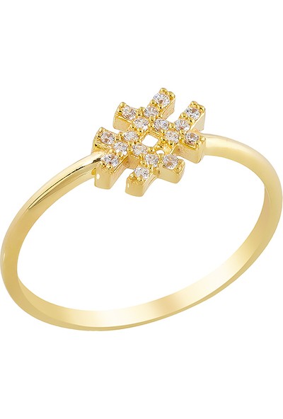 Narla Jewellery 8 Ayar Taşlı Hashtag Yüzük