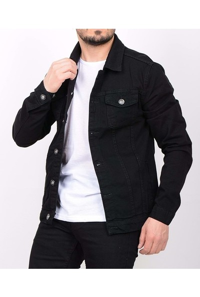 Casual Suit Erkek Siyah Slim Fit Kot Ceket