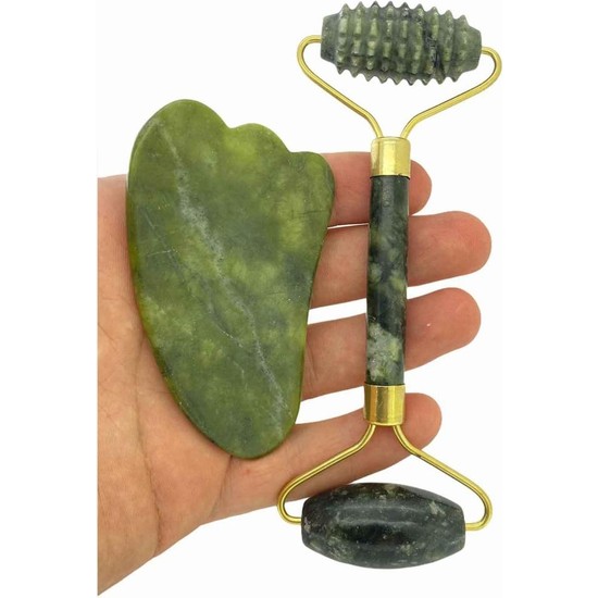Qalitte Doğal Taşlı Yeşim Taşlı Jade Roller Guasha Taşı Rulo Fiyatı
