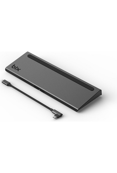 Bix BX12HB 12in1 Type-C 4K@30Hz HDMI - VGA - DP, PD Şarj, 3x USB, 1Gbps RJ45, Çoklayıcı Notebook Standı Bix BX12HB 12in1 Type-C 4K@30Hz HDMI - VGA - DP, PD Şarj, 3x USB, 1Gbps RJ45, Çoklayıcı Notebook Standı