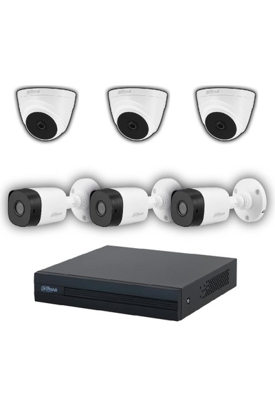 Dahua 6 Kameralı 20 Metre Gece Görüşlü Full HD Güvenlik Kamera Seti