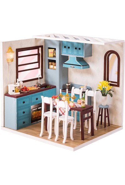Honeyge Mobilya ve LED Doğum Günü Hediyeleri Ile 1/24 Minyatür Dollhouse Kiti -Kitchen (Yurt Dışından)