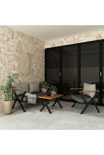 Woodesk Begonvil Bahçe Takımı 2+1+Sehpa CPT5532-130