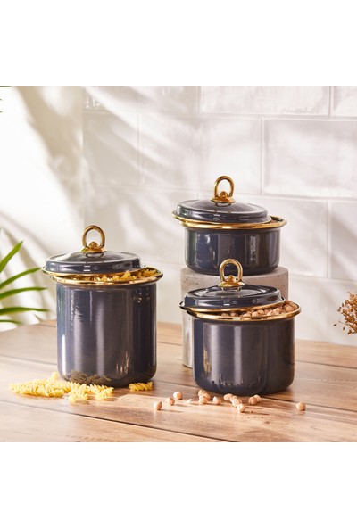Karaca Retro Antrasit Saklama Kabı 3lü Set Karaca Retro Antrasit Saklama Kabı 3lü Set