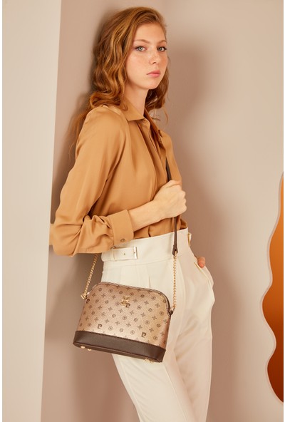 Pierre Cardin Altın Monogram Çapraz Çanta 05PO22Y1529-MN A