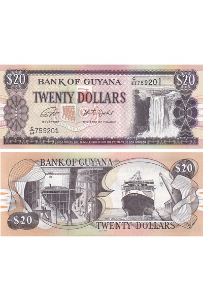 Benim Koleksiyonum Guyana, 20 Dolar (2018) P#30 Çil Eski Yabancı Kağıt Para Benim Koleksiyonum Guyana, 20 Dolar (2018) P#30 Çil Eski Yabancı Kağıt Para