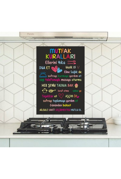 Aşktan Basım Hizmetleri Pvc Mutfak Kuralları Panosu Siyah