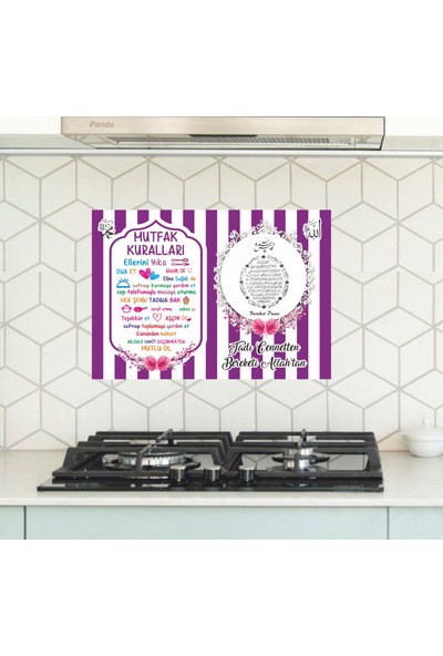 Aşktan Basım Hizmetleri Pvc Mutfak Kuralları Panosu Mor