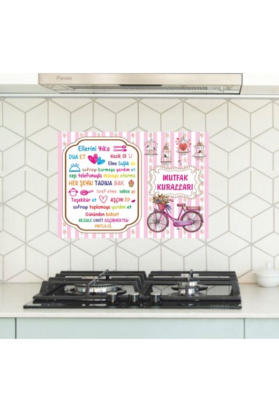 Aşktan Basım Hizmetleri Pvc Mutfak Kuralları Panosu Pembe