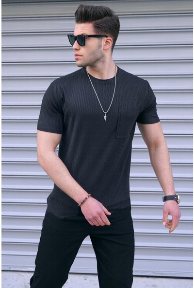 Madmext Siyah Basic Triko Tişört