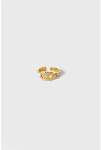 Ceptecep CD Beyaz Şerit Ayarlanabilir Gold Altın Kaplama Yüzük