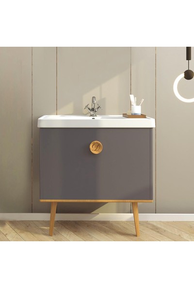 Denko Lubia 80 cm Mdf Koyu Gri Banyo Dolabı Alt Modül ve Lavabo Denko Lubia 80 cm Mdf Koyu Gri Banyo Dolabı Alt Modül ve Lavabo