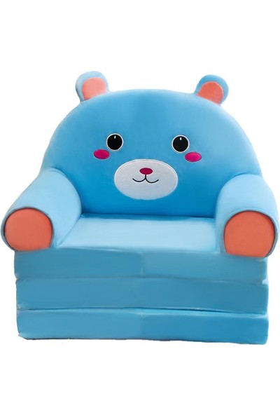 Love Home Çocuklar Için Üç Katmanlı Ayı Detaylı Koltuk - Mavi (Yurt Dışından)