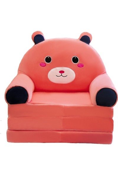 Love Home Çocuklar Için Üç Katmanlı Ayıcık Detaylı Koltuk - Pembe (Yurt Dışından)