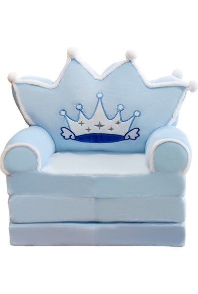 Love Home Çocuklar Için Üç Katmanlı Taç Detaylı Koltuk - Açık Mavi (Yurt Dışından)