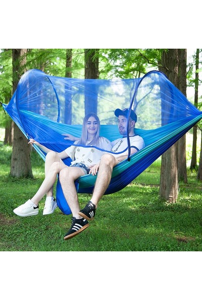 Generic Cibinlikli Taşınabilir Açık Naylon Hamak Koyu Mavi + Bebek Mavi (Yurt Dışından)