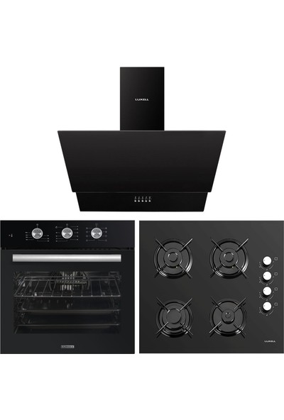 Luxell Safir Plus 8+1 Program Turbo Ankastre Siyah Cam Set Luxell Safir Plus 8+1 Program Turbo Ankastre Siyah Cam Set