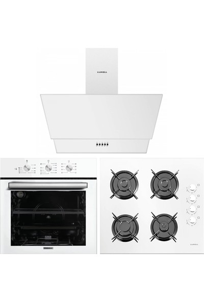 Luxell Safir Plus 8+1 Program Turbo Ankastre Beyaz Cam Set Luxell Safir Plus 8+1 Program Turbo Ankastre Beyaz Cam Set