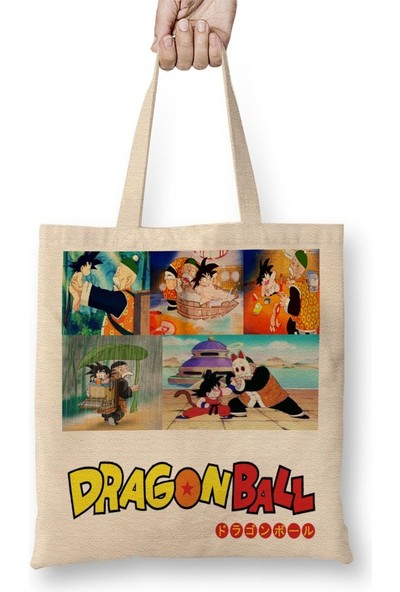 Baskı Dükkanı Dragon Bal Anime Bez Çanta Uzun Saplı