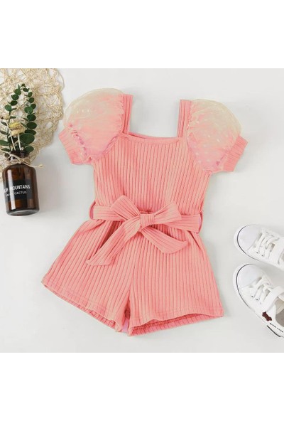 Yaren Kids Kız Çocuk Tarz Tüll Detaylı Tulum