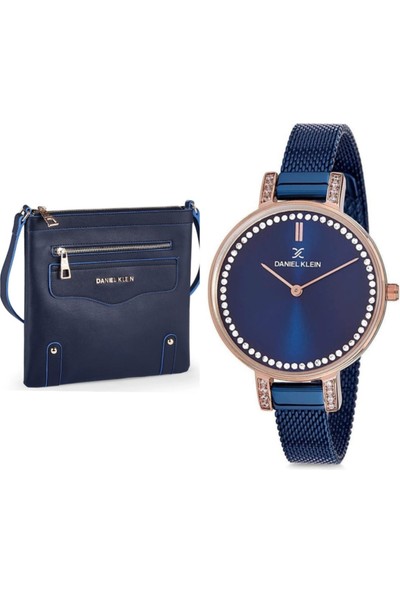 Daniel Klein Lacivert Çelik Kadın Saat Postacı Çantası