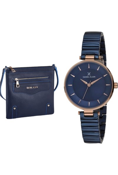 Daniel Klein Lacivert Çelik Kadın Saat Postacı Çantası
