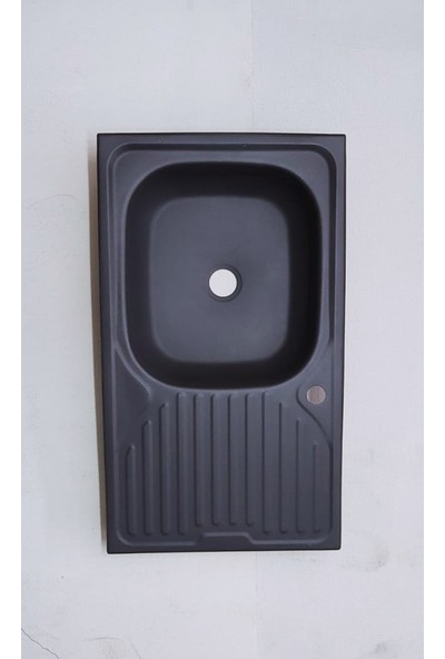 Gralux Evye Antrasit Gri Granit Kaplamalı Sağ Damlalıklı 43.5 x 76CM Ölçülerinde Paslanmaz Evye