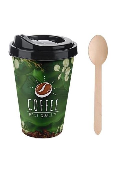Homecare 6 Adet Green Coffee 400 ml Mug Ahşap Kaşık Set 714434