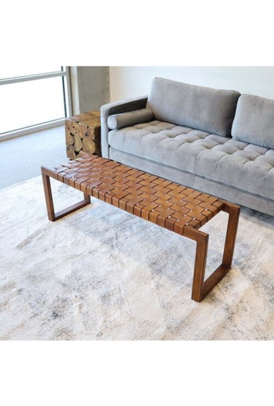 Napolyon Ahşap Gerçek Deri Bench Napolyon Ahşap Gerçek Deri Bench