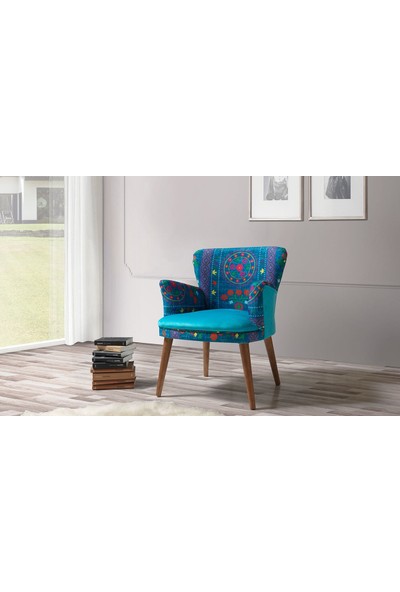 Vistaso Etnik Desen Turkuaz Tekli Koltuk, Berjer (Salon, Balkon, Ofis) Vistaso Etnik Desen Turkuaz Tekli Koltuk, Berjer (Salon, Balkon, Ofis)