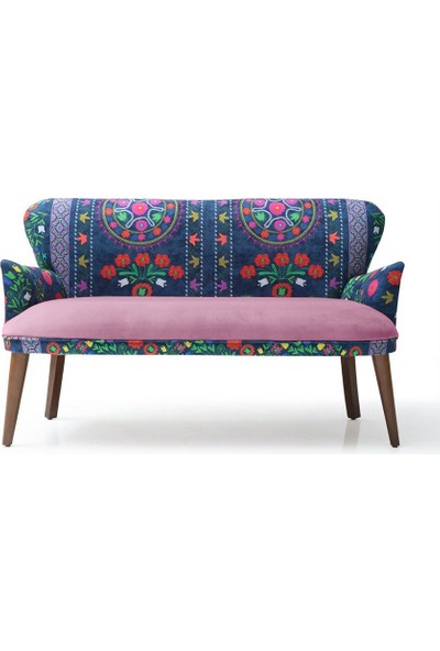Vistaso Etnik Desen Mor Çay Seti Ikili Koltuk (Salon, Balkon, Ofis)