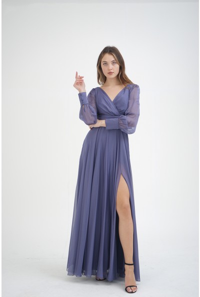 Doridorca Kadın Derin Yırtmaçlı Uzun Abiye Elbise 5922082 Indigo Doridorca Kadın Derin Yırtmaçlı Uzun Abiye Elbise 5922082 Indigo