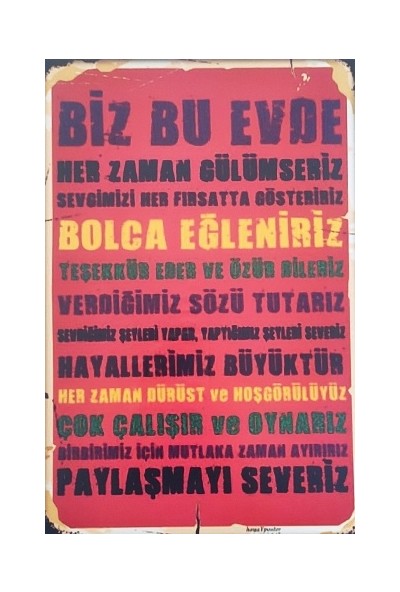 Ev Kuralları Ahşap Tablo