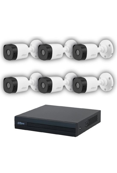Dahua 6 Kameralı 20 Metre Gece Görüşlü Fullhd Güvenlik Kamera Seti