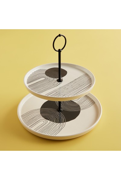 Bella Maison Graphic Line Seramik 2 Katlı Kurabiyelik Beyaz Bella Maison Graphic Line Seramik 2 Katlı Kurabiyelik Beyaz