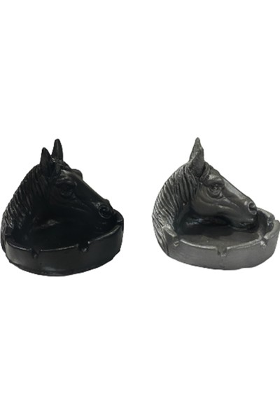 Isem El Yapımı 2'li At Başlı Küllük/kül Tablası Siyah-Gri