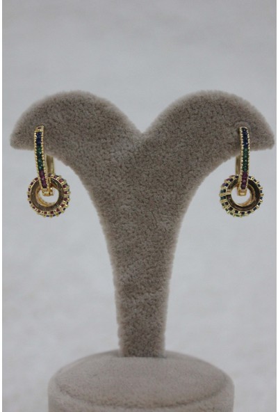 Pandola Shop Minimal Zirkon Rekli Taşlı Çelik 3 Halkalı Küpe Pandola Shop Minimal Zirkon Rekli Taşlı Çelik 3 Halkalı Küpe