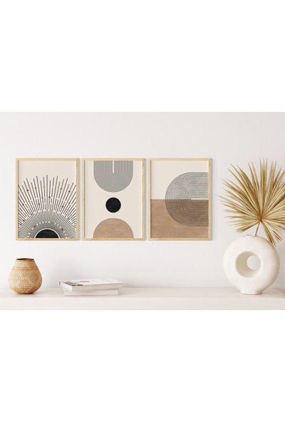 Mid Century Soyut Minimal Modern Ahşap Çerçeveli Tablo-Salon Oturma Yatak Odası Mutfak Ofis 3’lüset Mid Century Soyut Minimal Modern Ahşap Çerçeveli Tablo-Salon Oturma Yatak Odası Mutfak Ofis 3’lüset