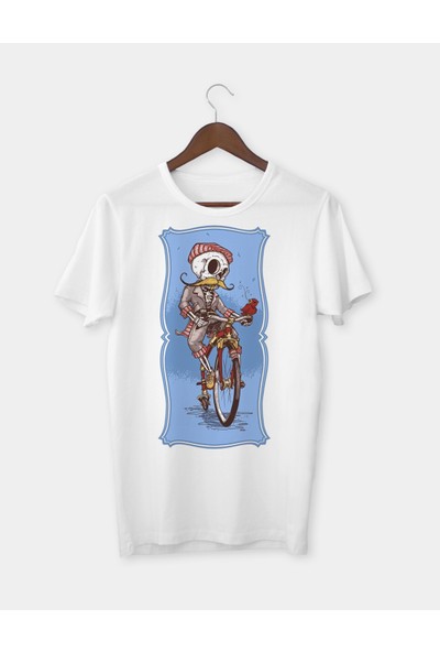 Creatsh Bisikletli Iskelet Baskılı T-Shirt Tişört
