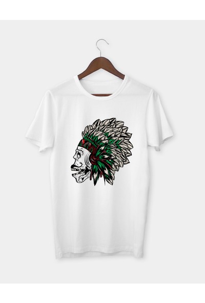 Creatsh Kızılderili Kuru Kafa Baskılı T-Shirt Tişört