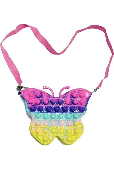 Toys And More Pop It Kelebek Cüzdan Para Çantası Omuz Askılı Çanta Popit Pastel