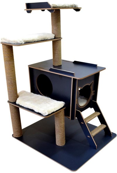 GoraPet Indigo Çok Katlı Minderli Tırmalamalı Kedi Yuvası Kedi Evi GoraPet Indigo Çok Katlı Minderli Tırmalamalı Kedi Yuvası Kedi Evi