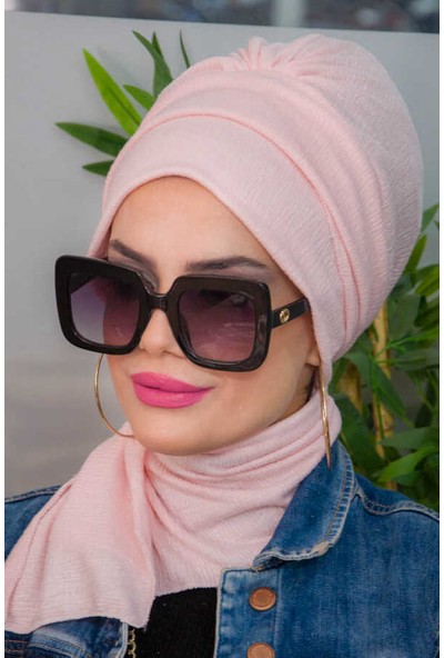 Aişe Tesettür Pudra Atkılı Bone - 40202