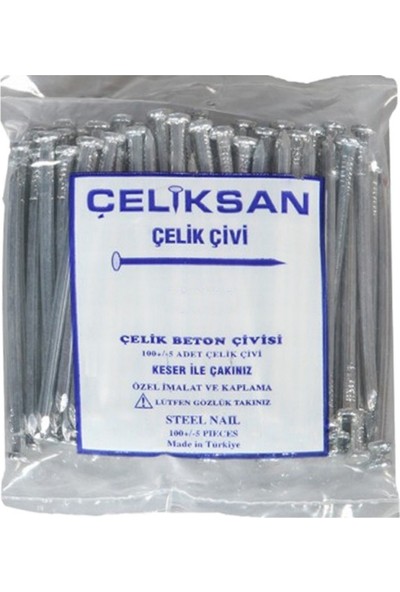 Çeliksan Çelik Beton Çivi Oluklu 4*60 100 Adet