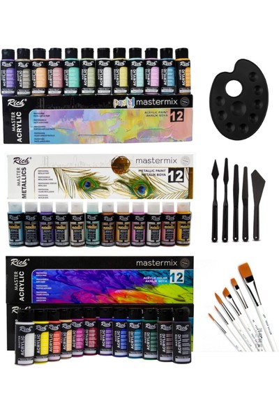 Rich Mastermix Mega Elite Akrilik Boya Seti 36 Renk Canlı- Pastel- Metalik Renkler Rich Mastermix Mega Elite Akrilik Boya Seti 36 Renk Canlı- Pastel- Metalik Renkler