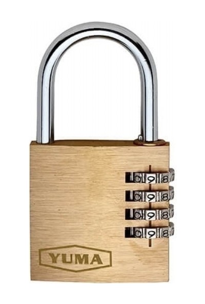 Yuma Şifreli Pirinç Asma Kilit 50 mm 4 Basamaklı Yuma Şifreli Pirinç Asma Kilit 50 mm 4 Basamaklı