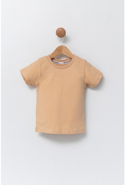 Pollito Çocuk Bej Bisiklet Yaka Basic T-Shirt %100 Pamuk Pollito Çocuk Bej Bisiklet Yaka Basic T-Shirt %100 Pamuk