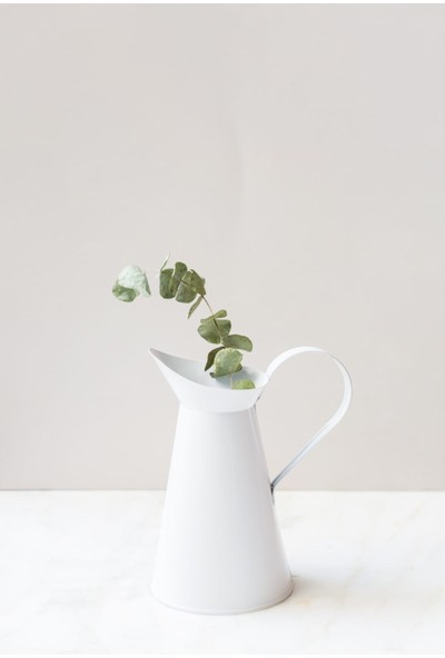 Country Tarzı Beyaz Metal Vazo